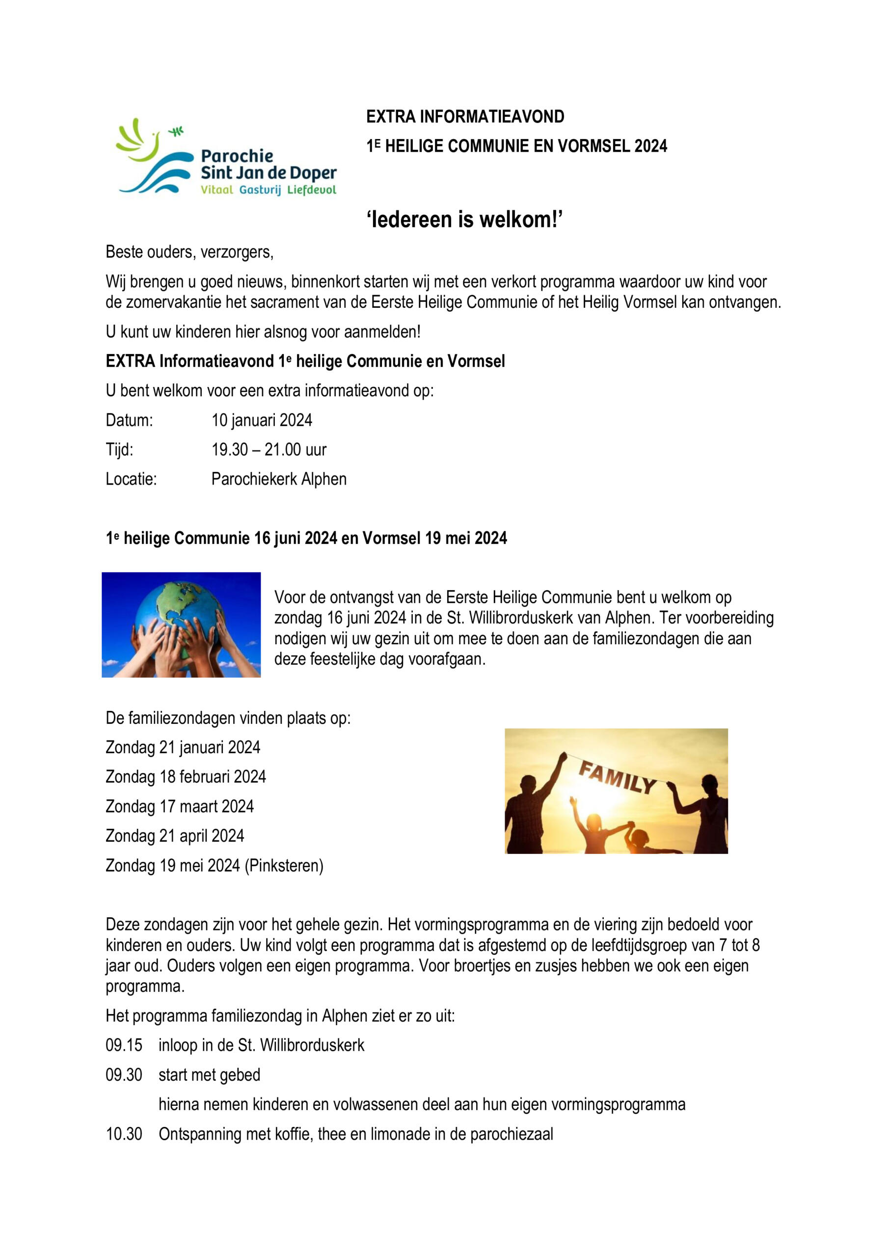 Eerste H. Communie en Vormsel 2024 | Sint Jan de Doper Alphen Noord-Brabant